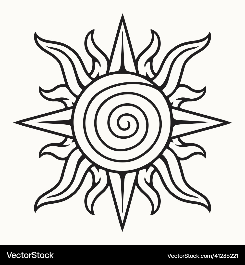 Creative sun with beams in monochrome style Vector Image