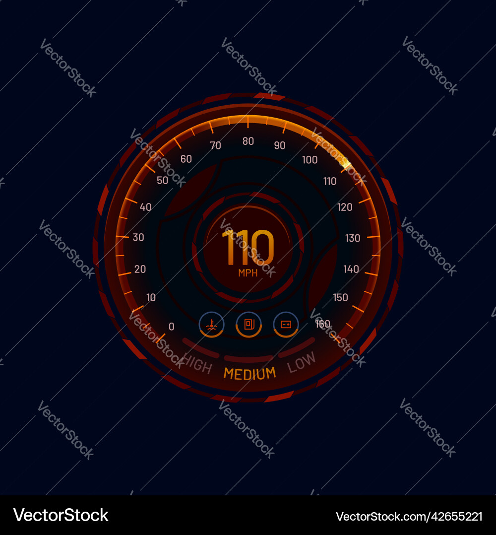 Futuristic car speedometer gauge dial led meter Vector Image