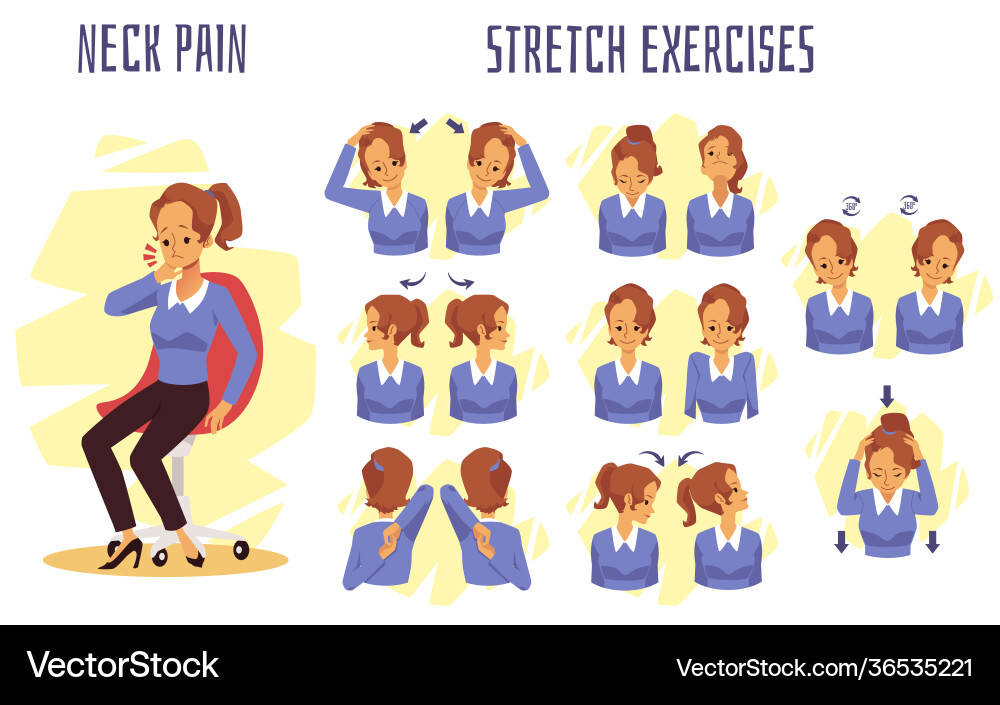 Girl doing exercise neck stretch to get rid Vector Image