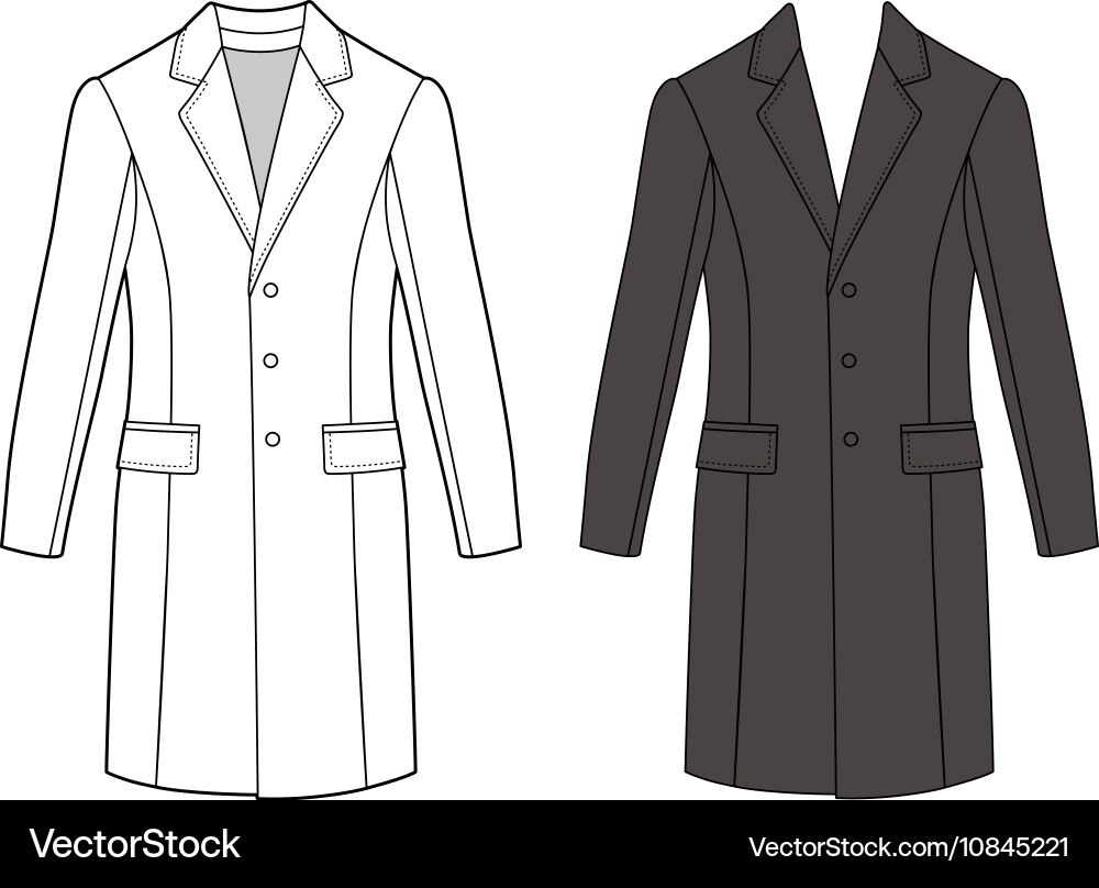 Mans coat outlined template front view Royalty Free Vector