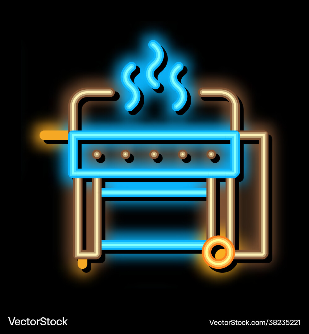 Neon BBQ Equipment Icon Royalty Free Vector Image
