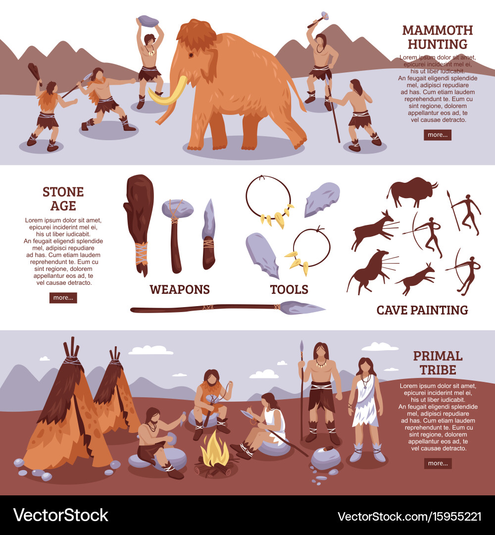 Primal tribe people banners set Royalty Free Vector Image