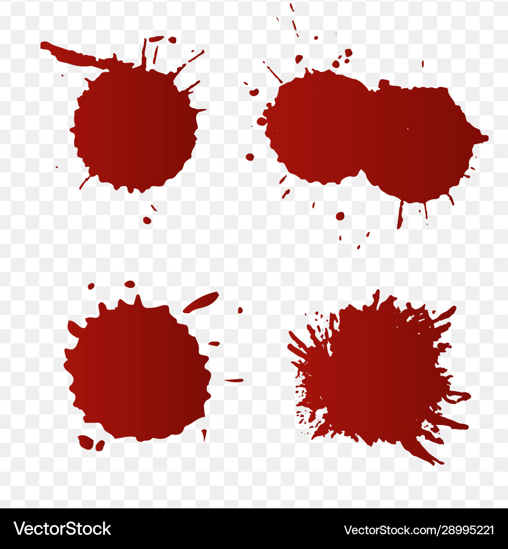 Realistic blood splatters and drops set Royalty Free Vector