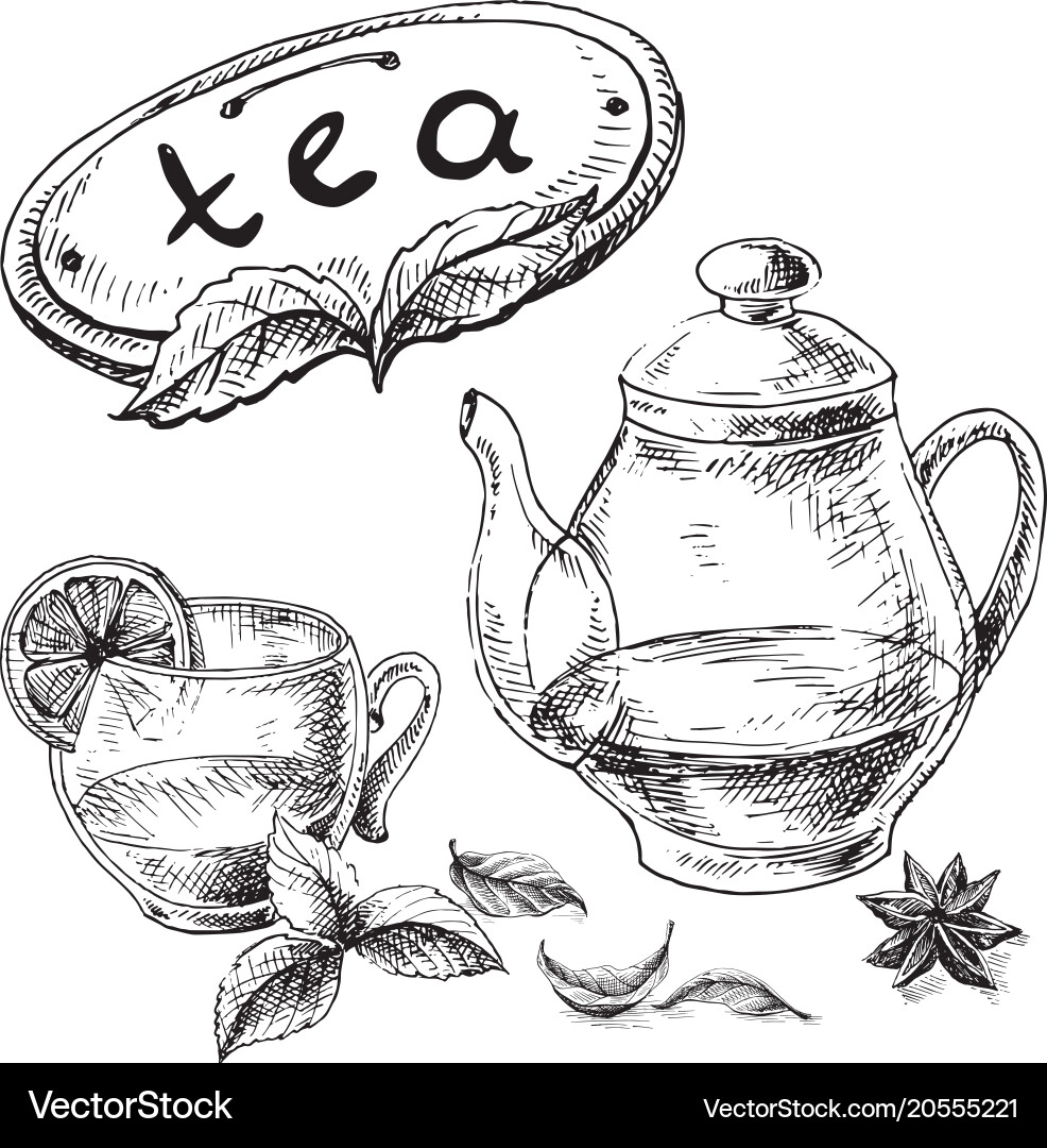 Tea collection elements Royalty Free Vector Image