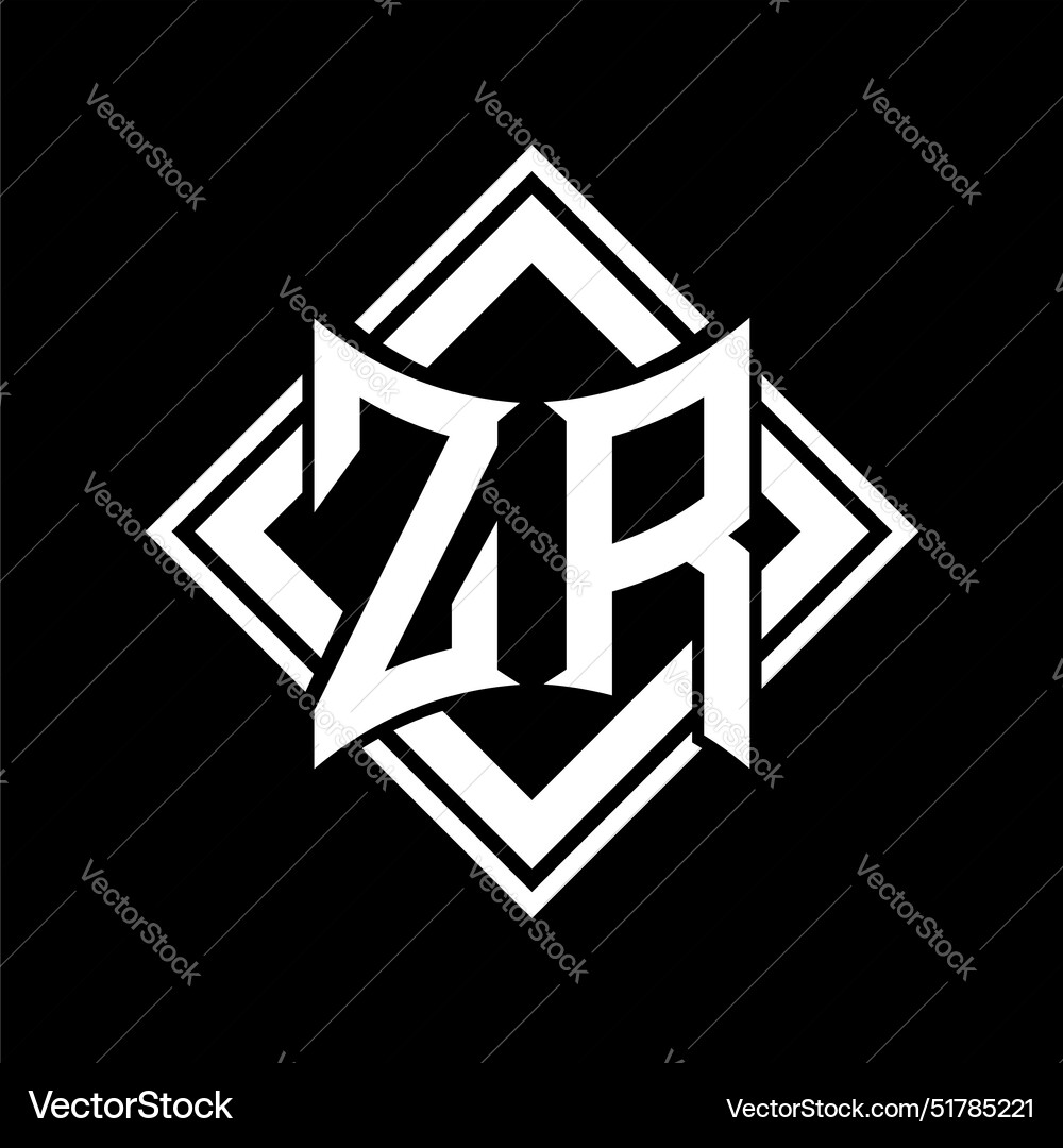 Zr letter logo abstract shield shape with square Vector Image