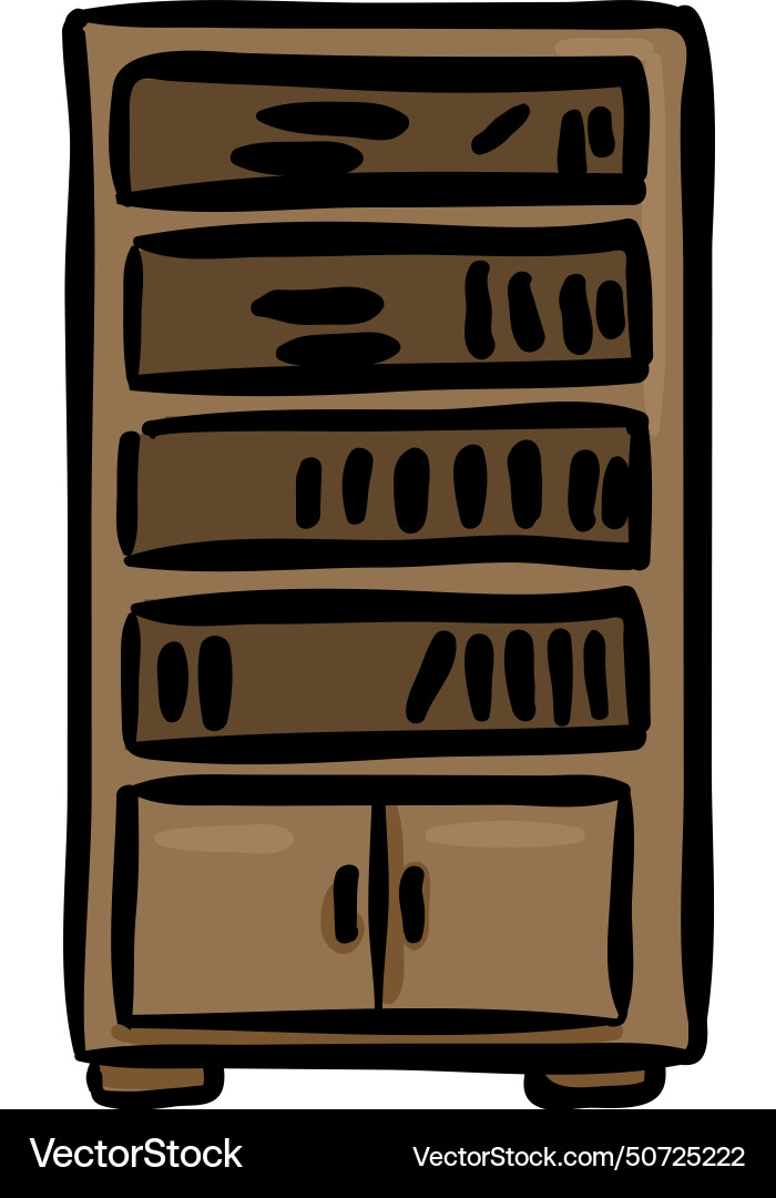 Bookshelf - hand drawn doodle icon Royalty Free Vector Image