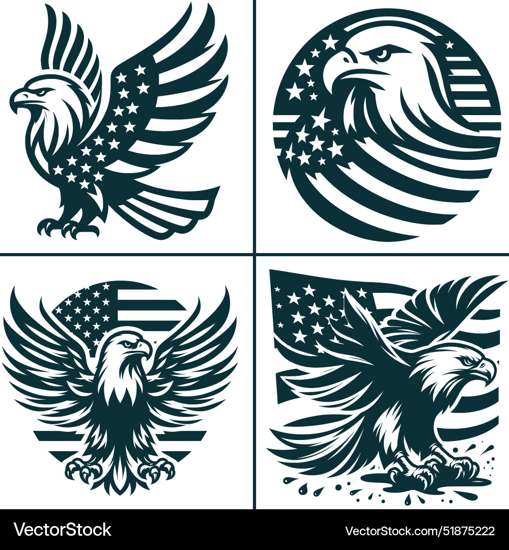 Eagle with flag silhouette filesoutline ea Vector Image