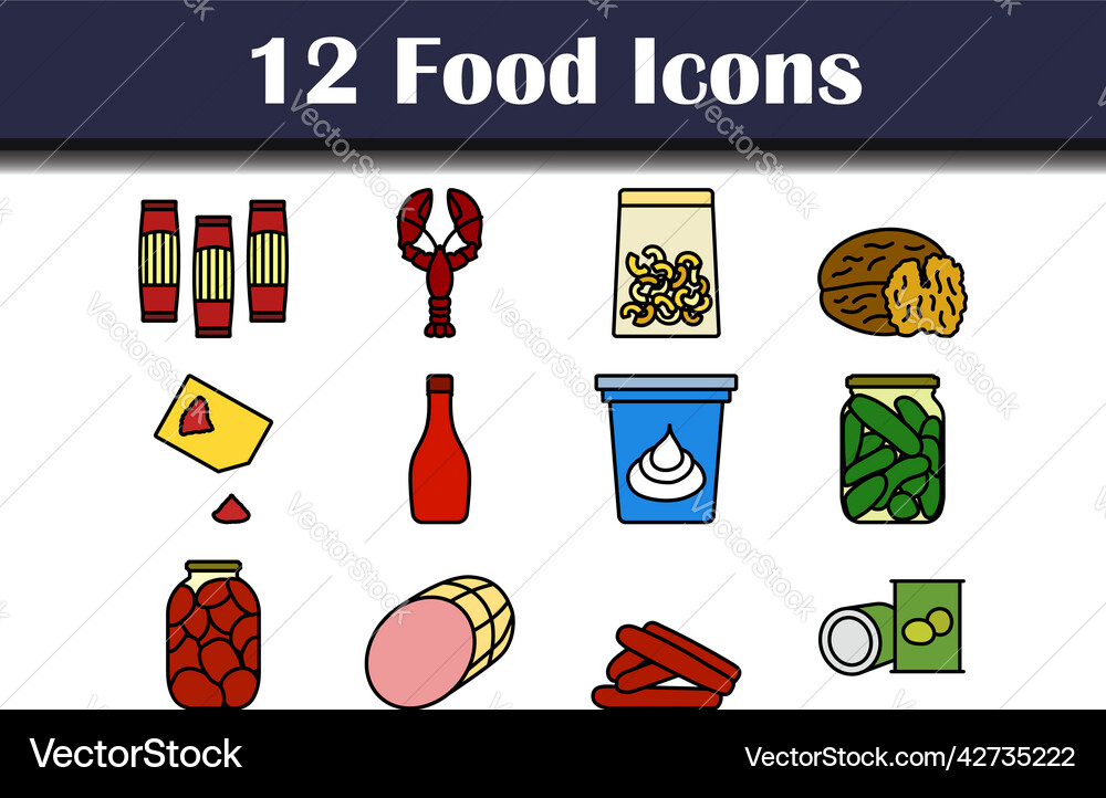 Food icon set Royalty Free Vector Image - VectorStock