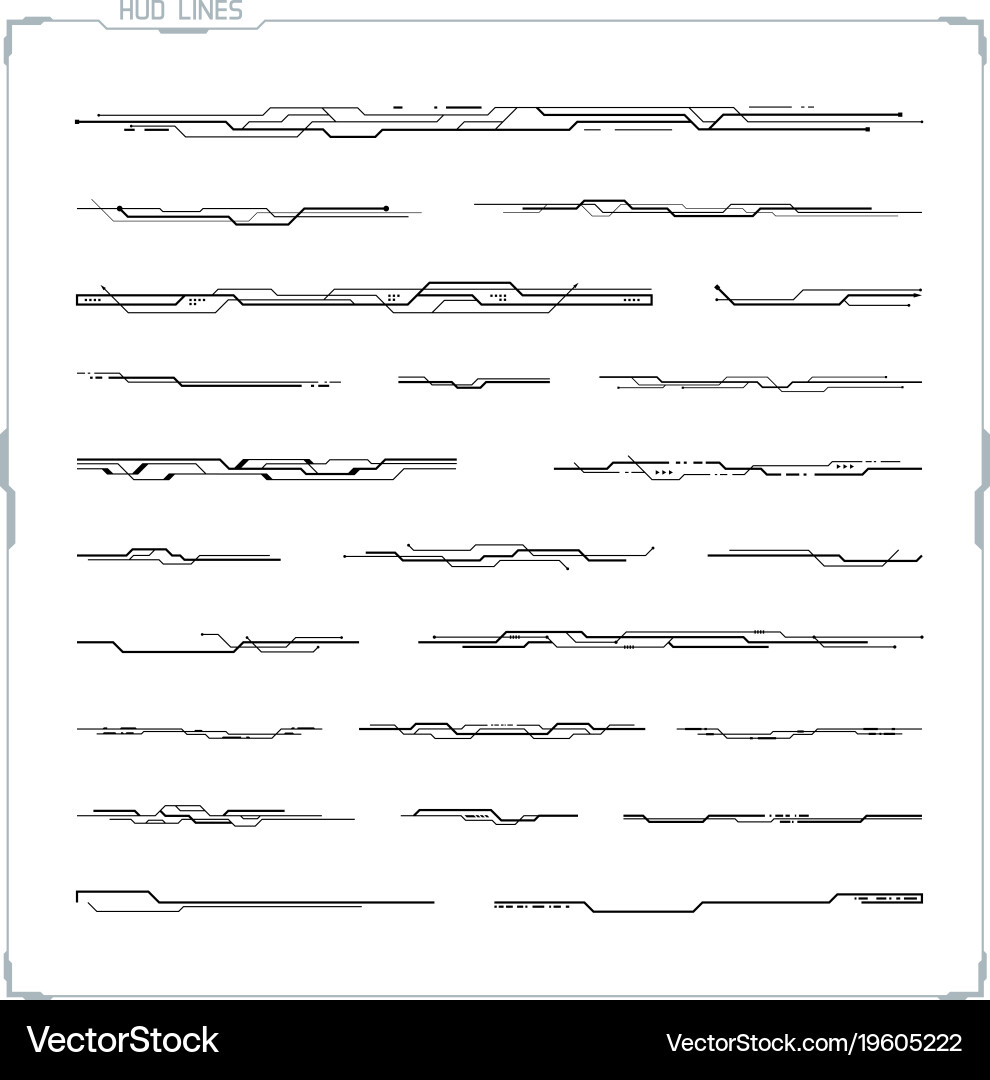 Lines set for hud ui abstract elements Royalty Free Vector