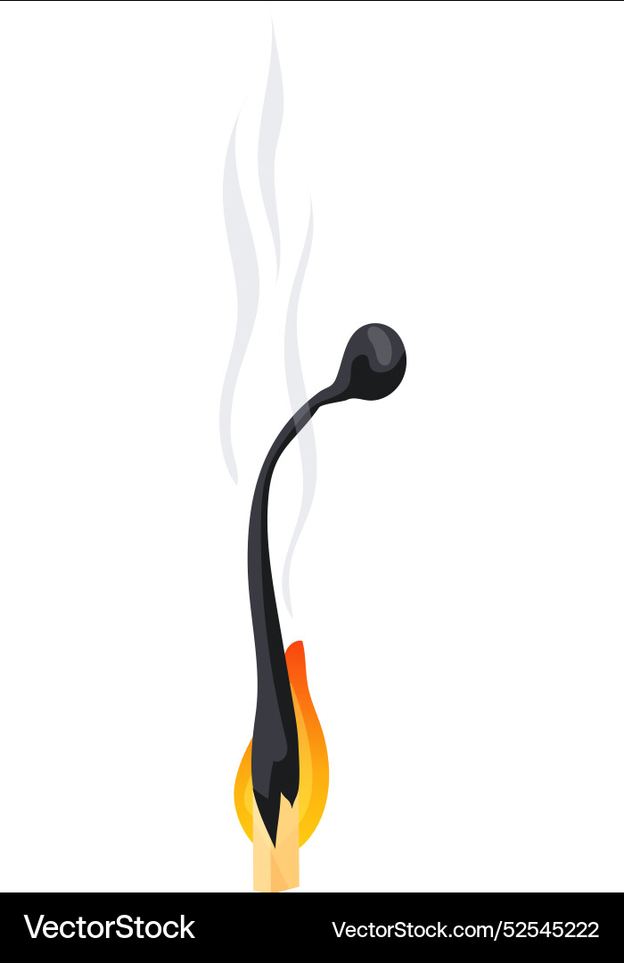 Match burnout icon cartoon black stick in fire Vector Image