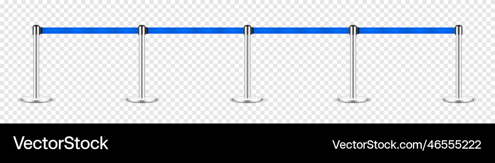Realistic blue retractable belt stanchion crowd Vector Image