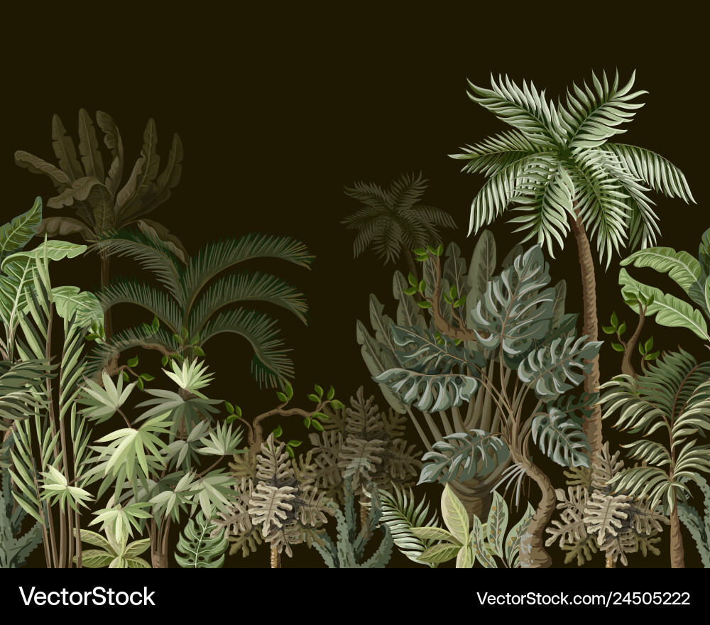 Seamless border with tropical tree such as palm Vector Image