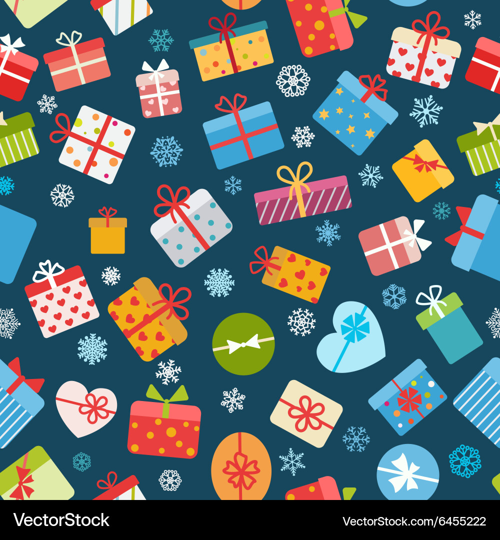 Seamless pattern of colorful gift boxes Royalty Free Vector