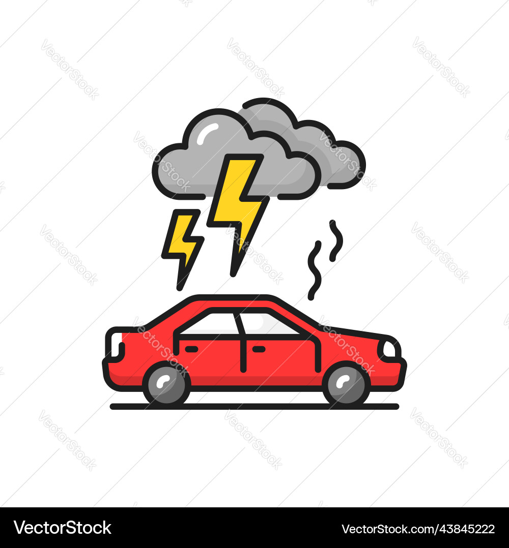 Thunder flashes and flood disaster car accident Vector Image