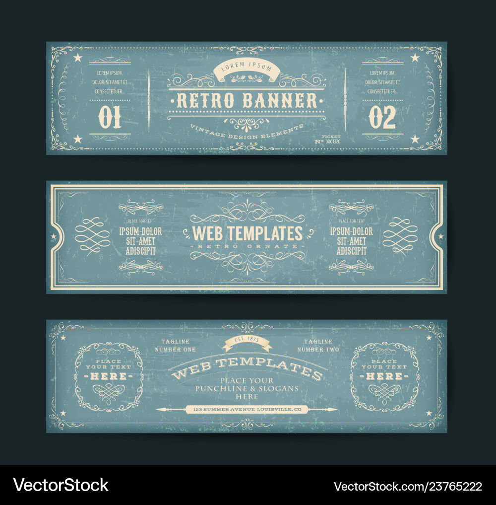 Vintage website banners templates Royalty Free Vector Image