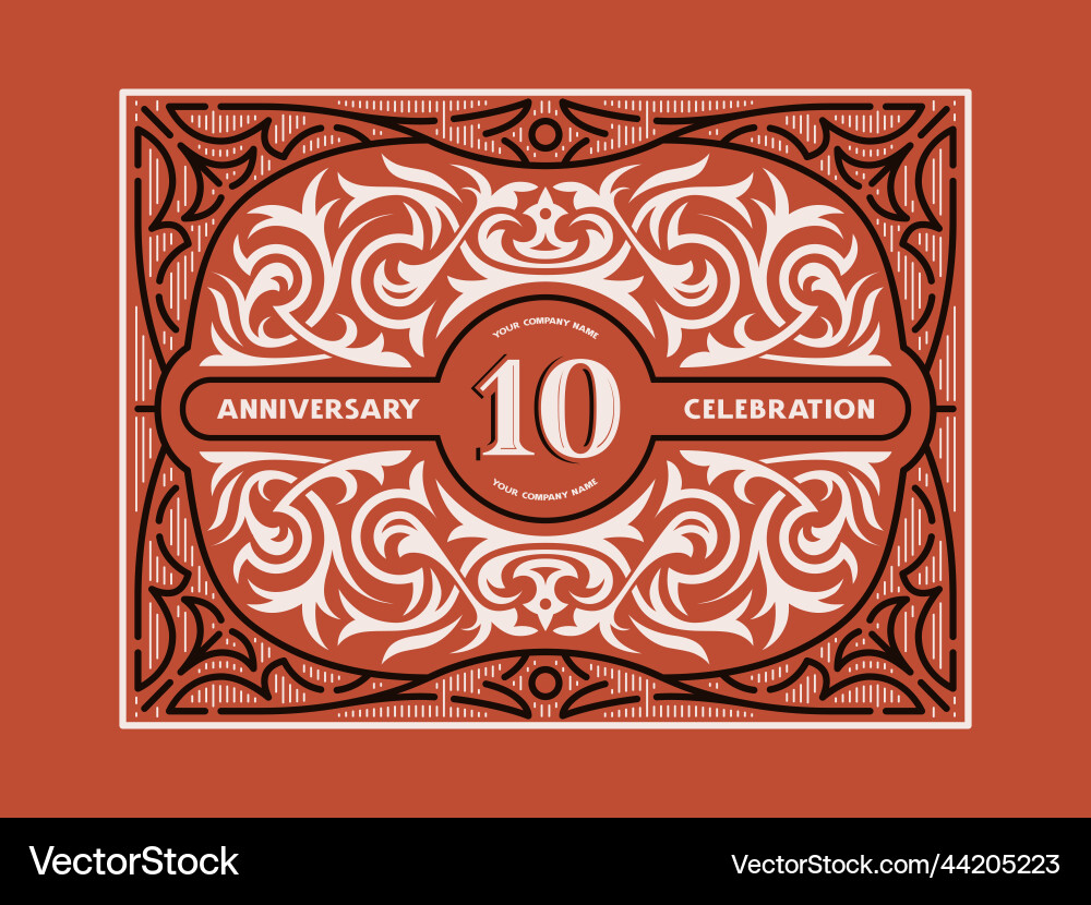 10 years anniversary celebration card Royalty Free Vector