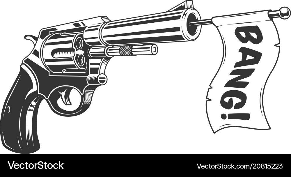 A gun with bang flag Royalty Free Vector Image