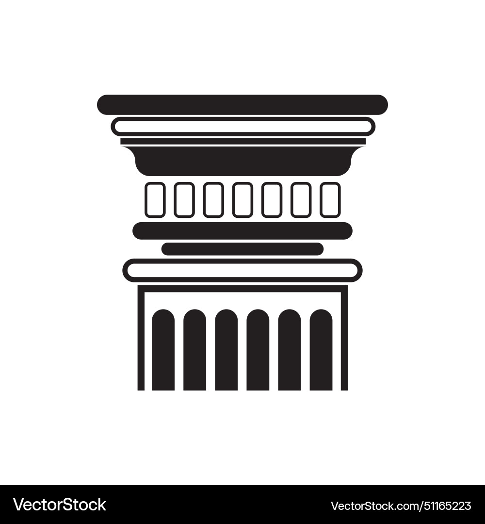 Classic column capital black line icon vintage Vector Image