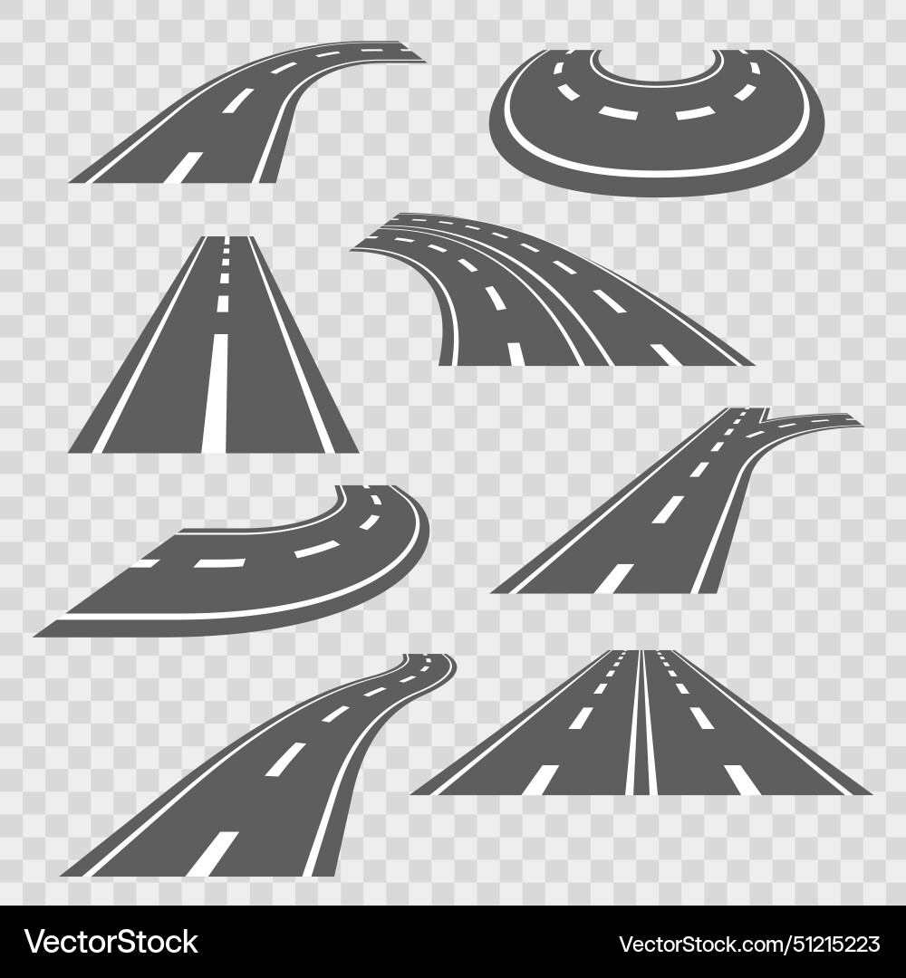 Collection of various road sections Royalty Free Vector