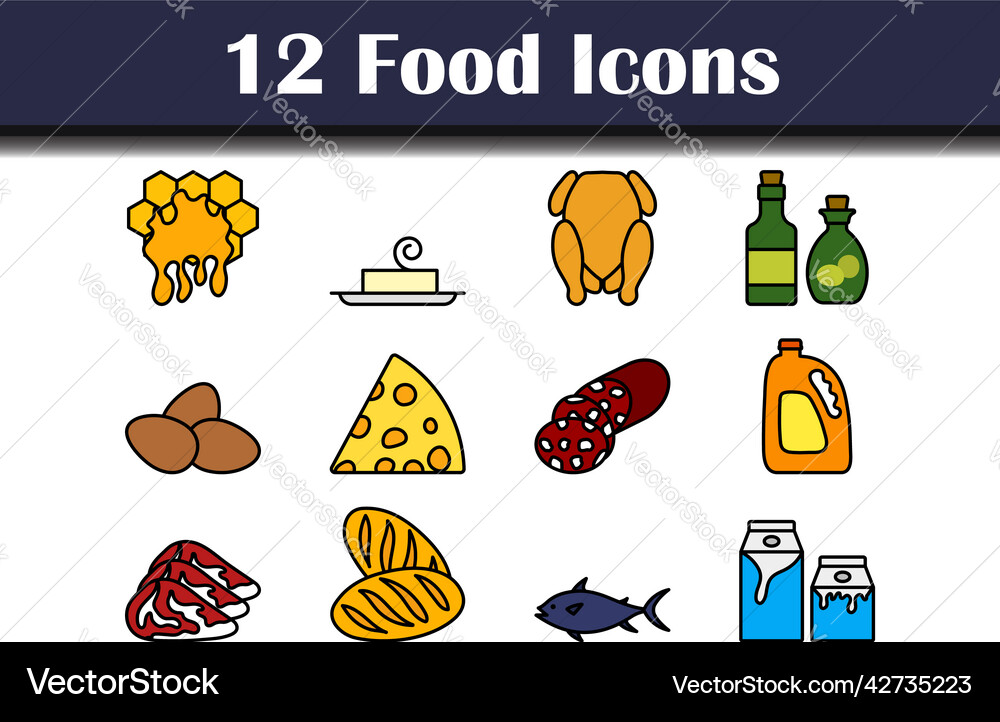 Food icon set Royalty Free Vector Image - VectorStock