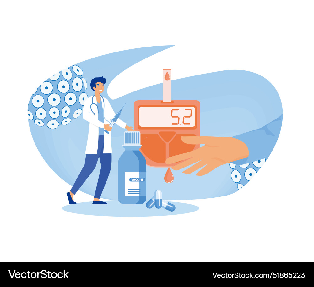 Illness treatment with insulin injection Vector Image