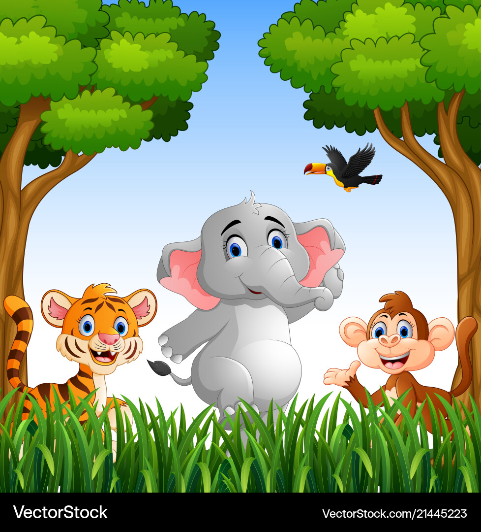 Jungle Animals Cartoon Royalty Free Vector Image