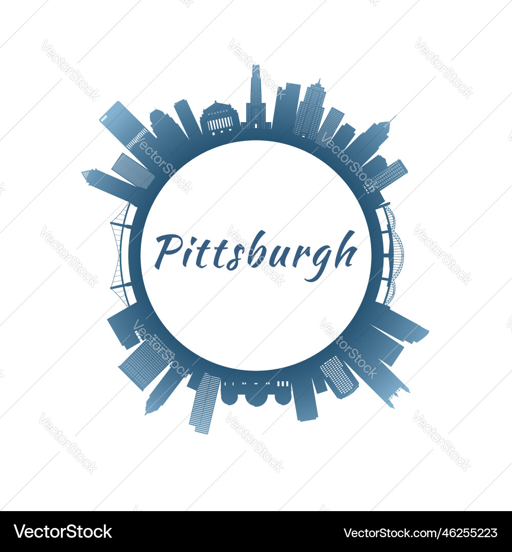 Pittsburgh Skyline - Colorful Buildings Royalty Free Vector