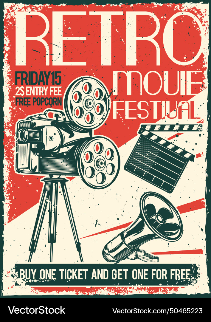 Poster design with of a projector megaphone etc Vector Image