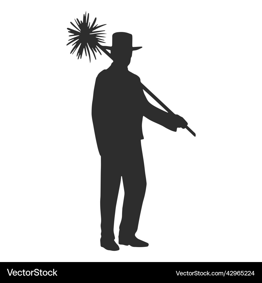 Chimney sweep with hat silhouette Royalty Free Vector Image