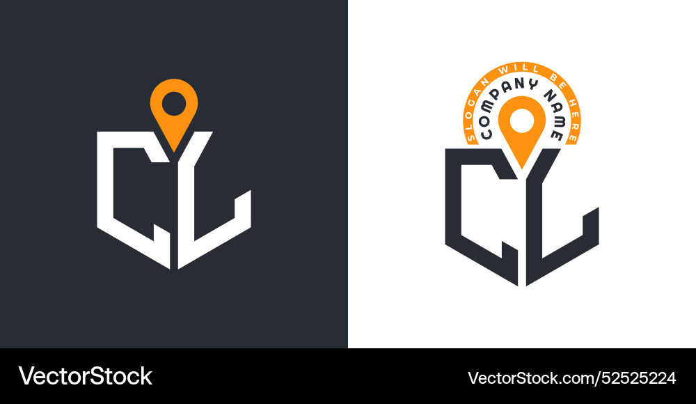 Cl location logo bundle letter dual icons Vector Image