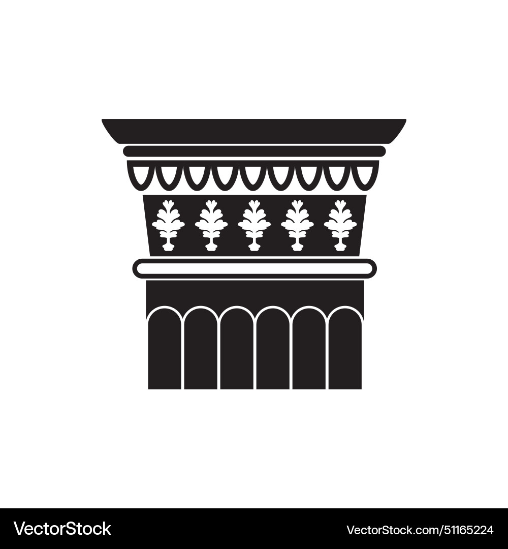 Classic column capital black line icon ornate Vector Image
