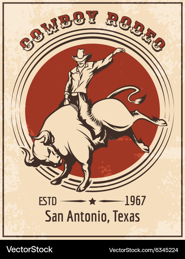 Cowboy rodeo poster Royalty Free Vector Image - VectorStock