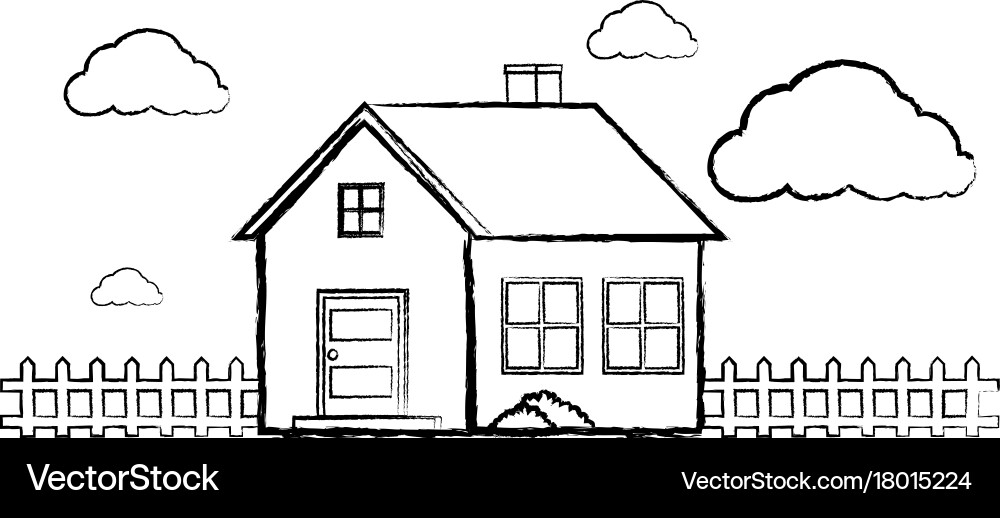 Doodle of single house without color Royalty Free Vector