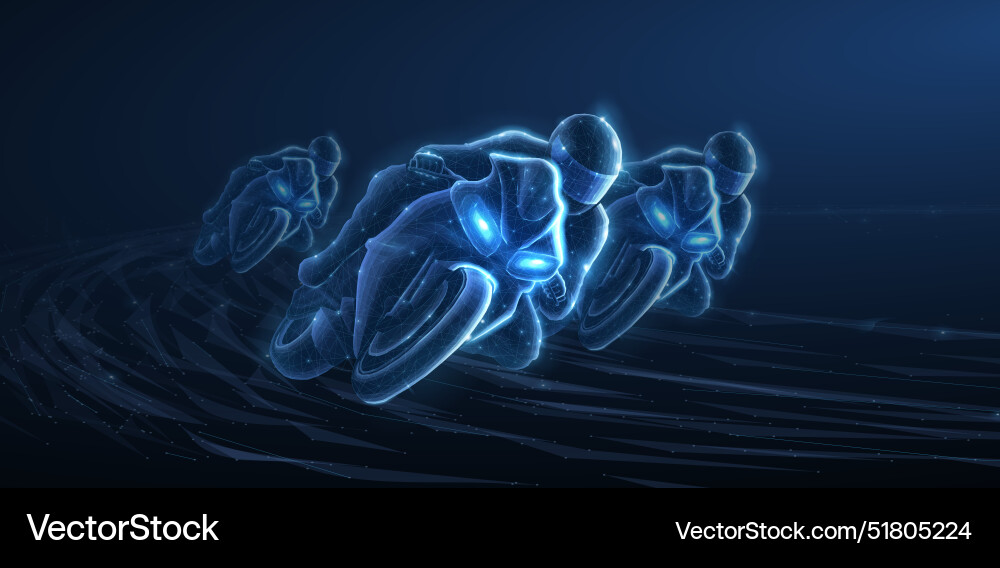 Fast motorcyclist on a blue background motorcycle Vector Image