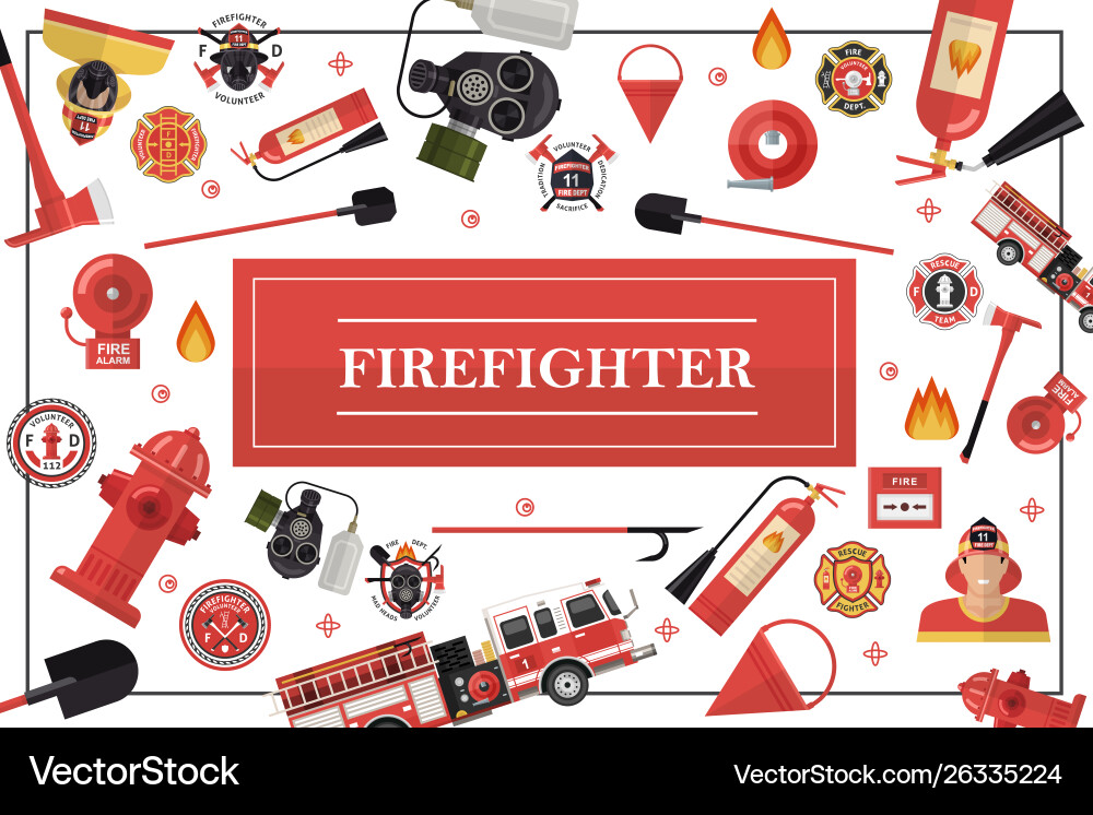 Flat firefighting colorful template Royalty Free Vector