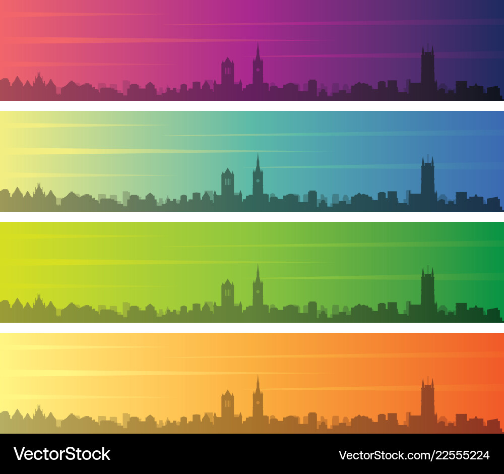 Ghent multiple color gradient skyline banner Vector Image