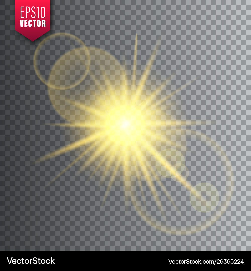 Glowing light on transparent background lens Vector Image