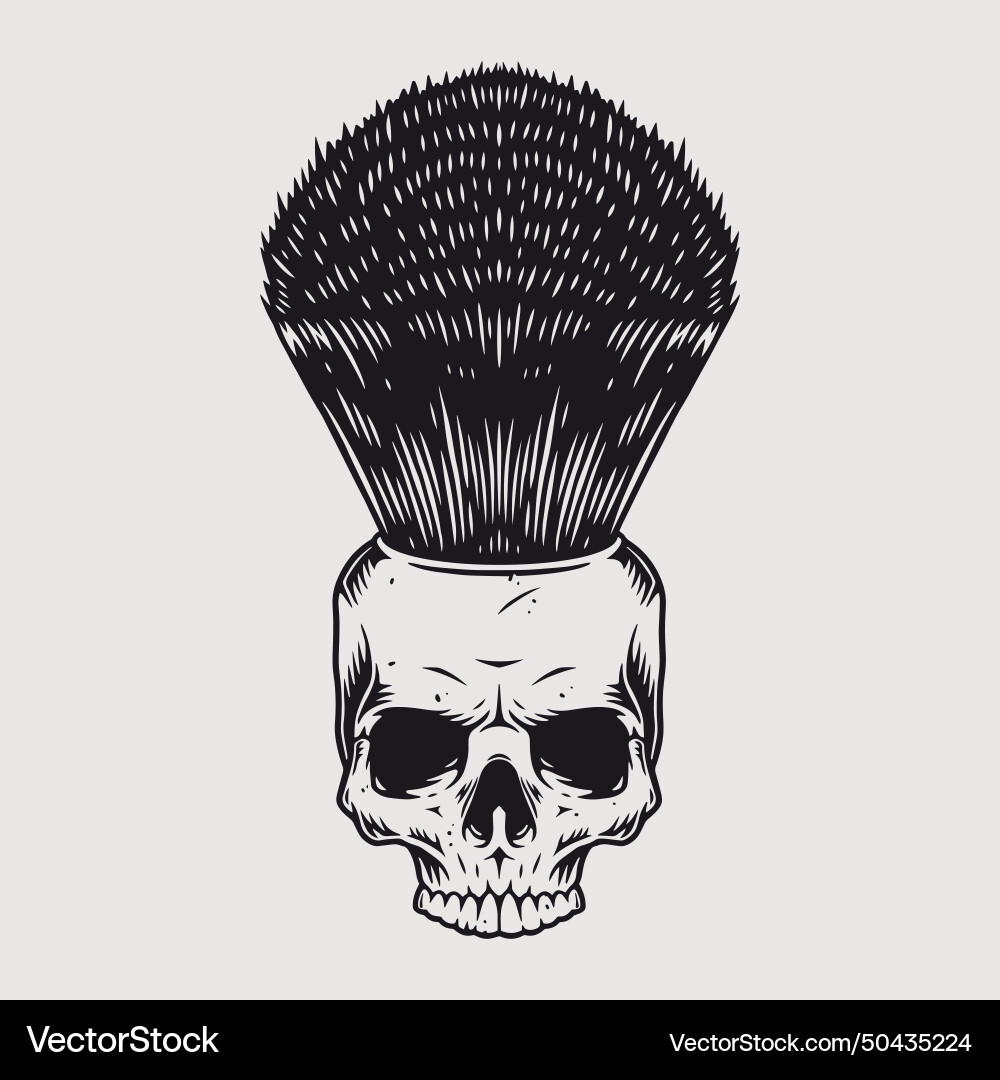 Shaving brush vintage element monochrome Vector Image