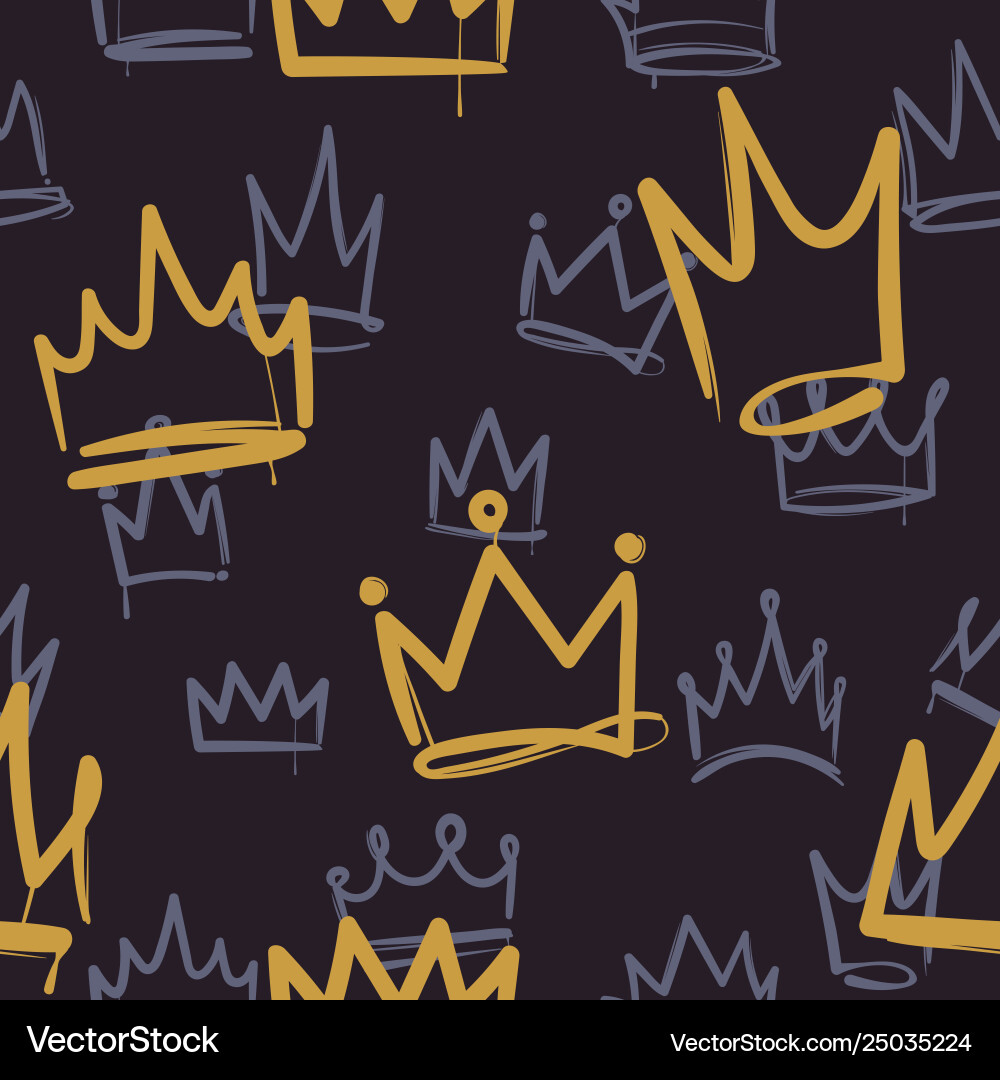 Sketch crown pattern seamless print texture girl Vector Image