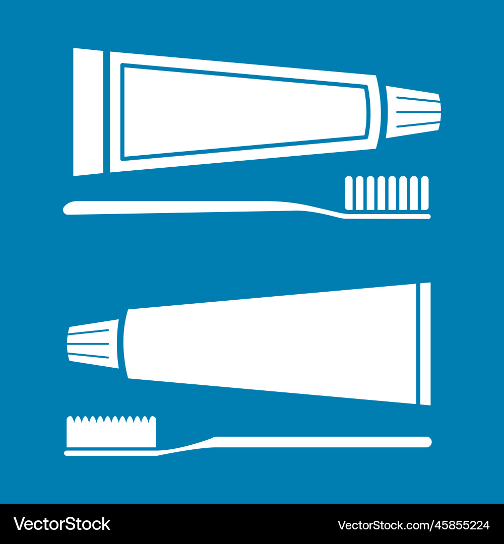 Toothbrush and toothpaste icons dental care Vector Image