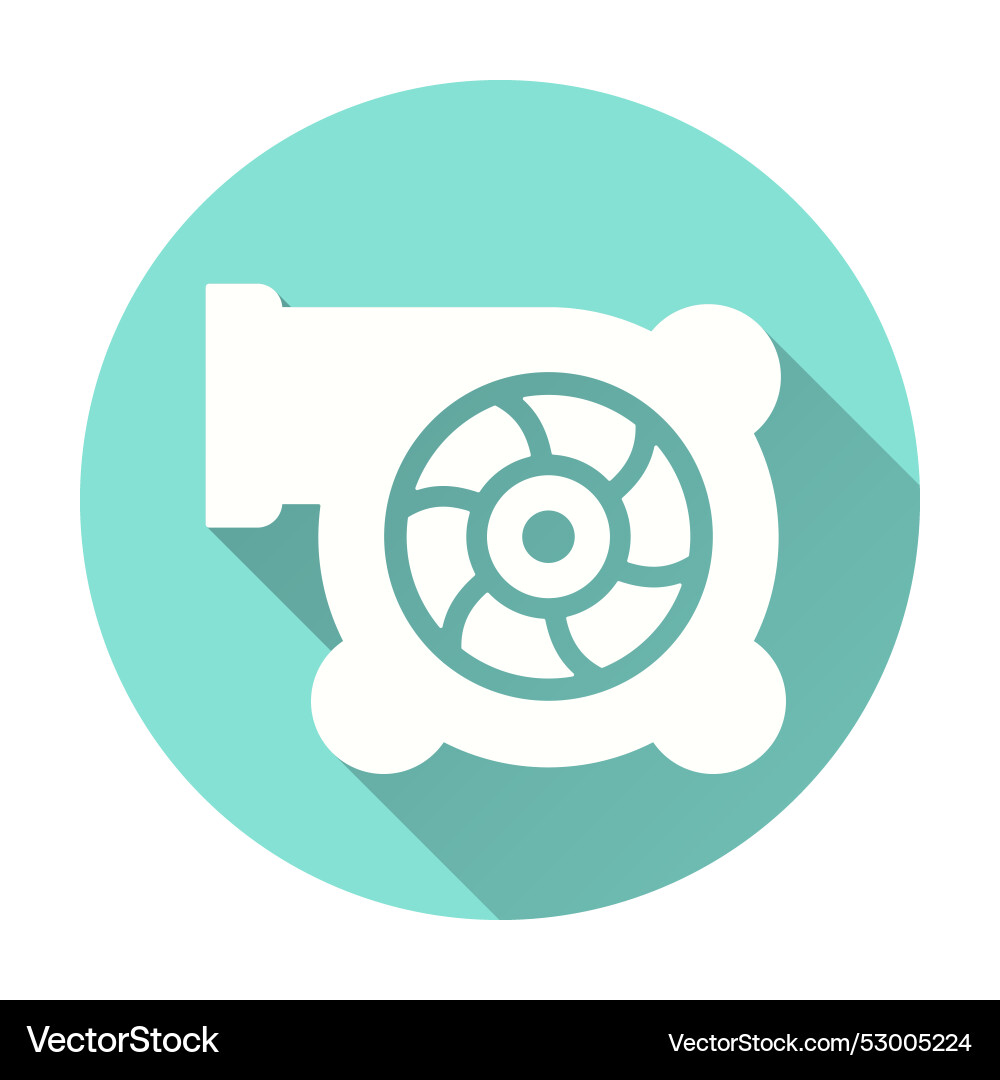 Turbocharger flat icon with long shadow Royalty Free Vector