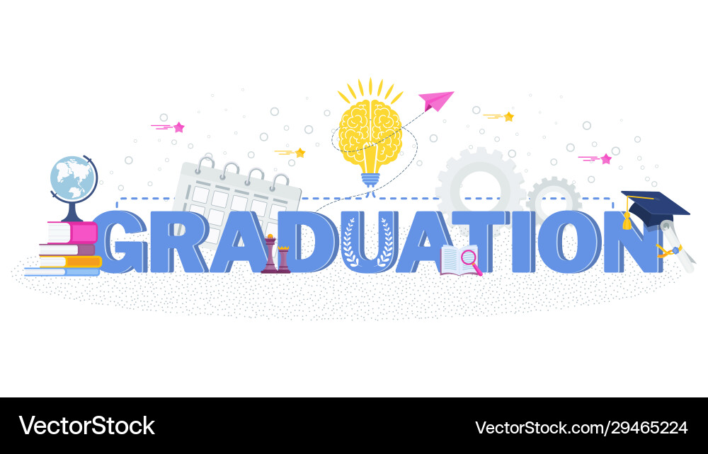 Word graduation typography concept Royalty Free Vector Image
