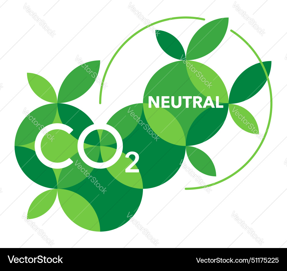 Co2 neutral - net zero carbon abstract label Vector Image