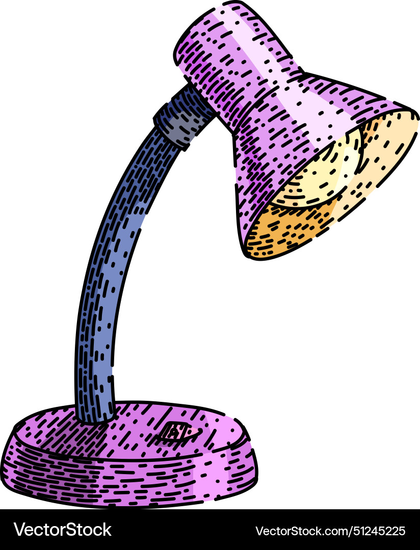 Light desk lamp sketch hand drawn Royalty Free Vector Image