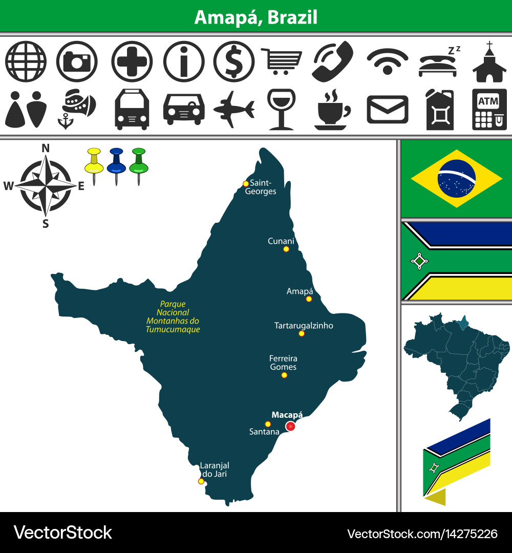 Amapá Brazil Map Royalty Free Vector Image