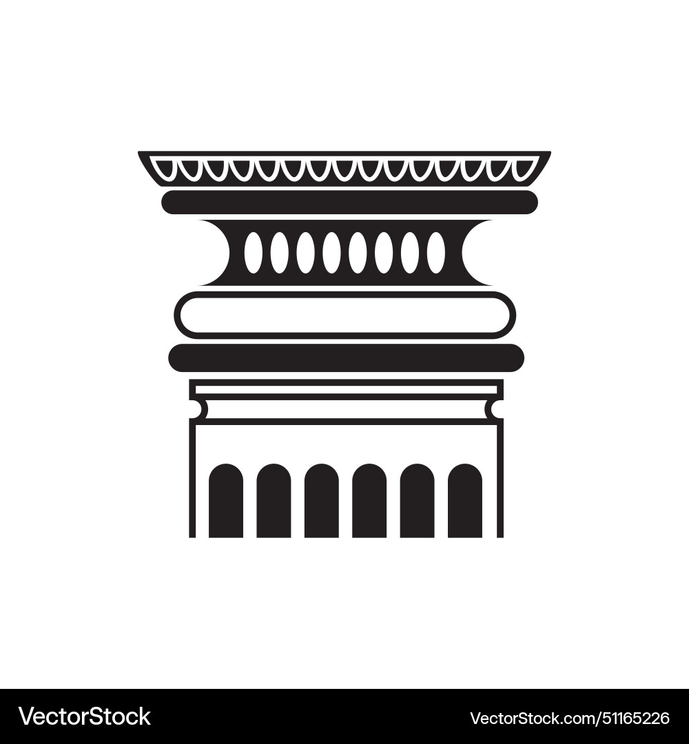 Classic vintage column capital black line icon Vector Image