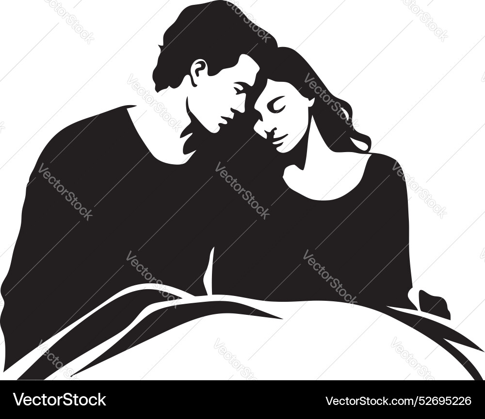 Cuddle crest couple graphic logo romantic rest Vector Image
