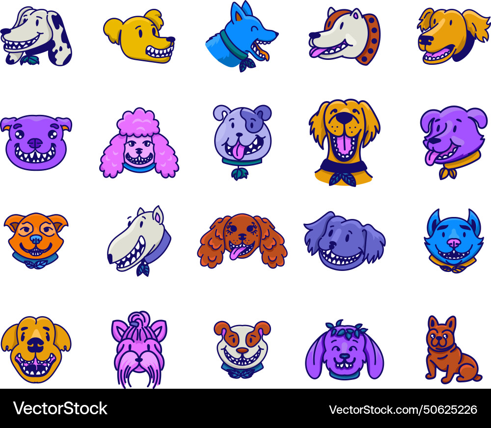 Cute dog portraits collection Royalty Free Vector Image