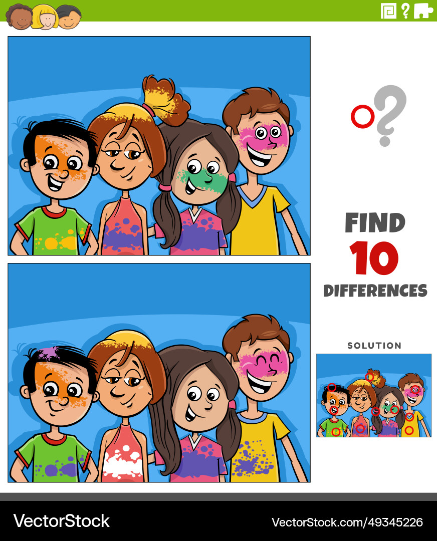 Differences activity with cartoon children Vector Image