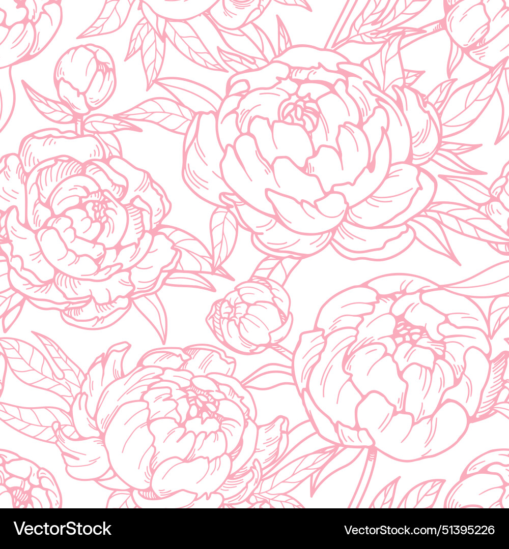 Flower pattern seamless floral print outlined Vector Image